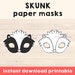 Skunk Mask Woodland Mask Animal Mask Kids Party Favor Skunk Printable ...