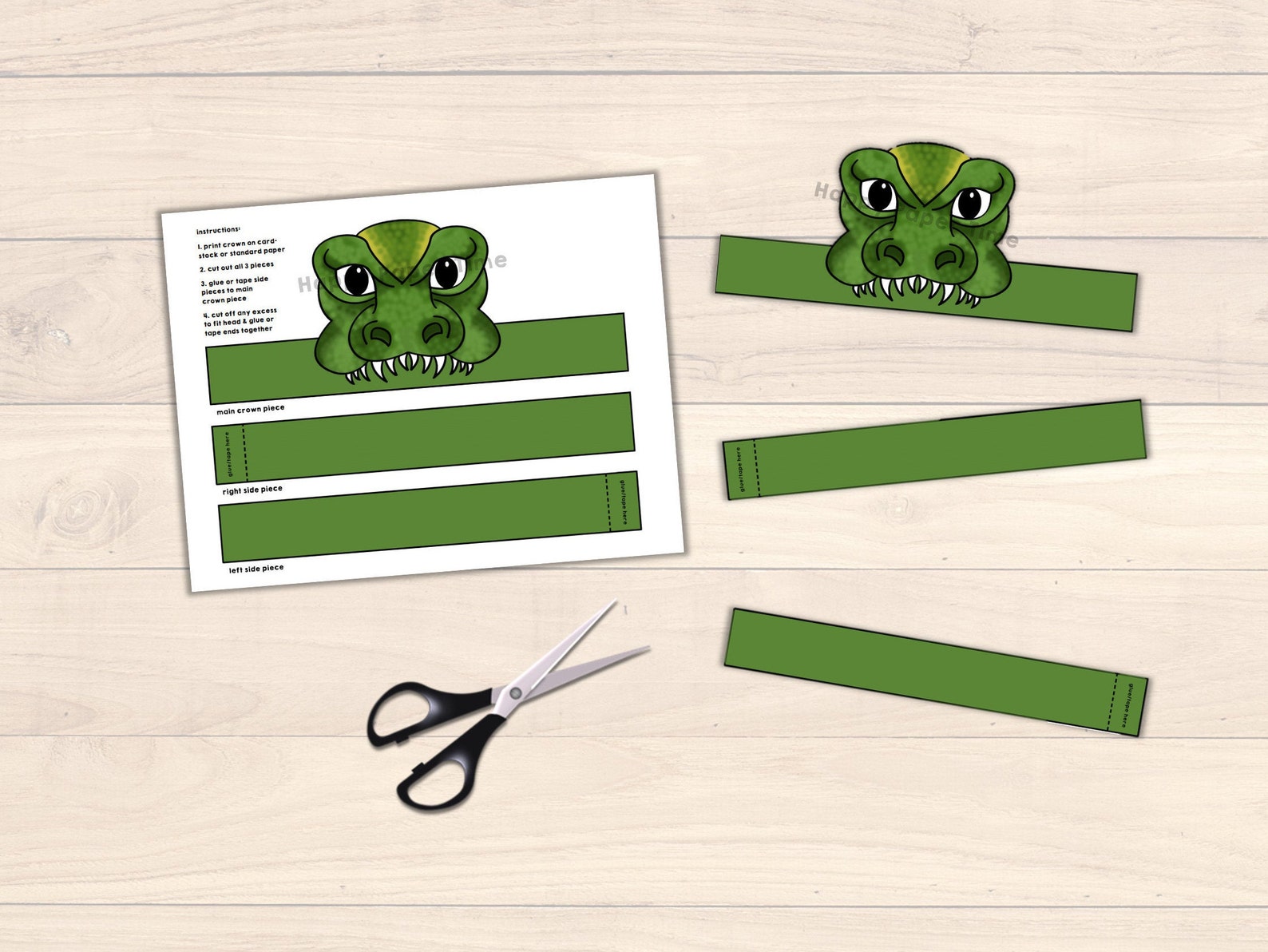 T-rex Paper Crown Party Coloring Printable Kids Craft Dinosaur - Etsy