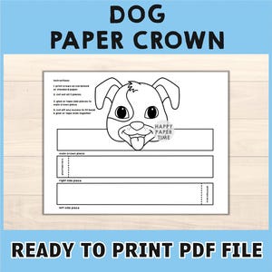 Dog Paper Crown Headband Pet Animal Coloring Printable Kids Craft Puppy ...