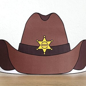 Sheriff Hat Paper Crown Party Costume Printable Kids Craft Wild West ...