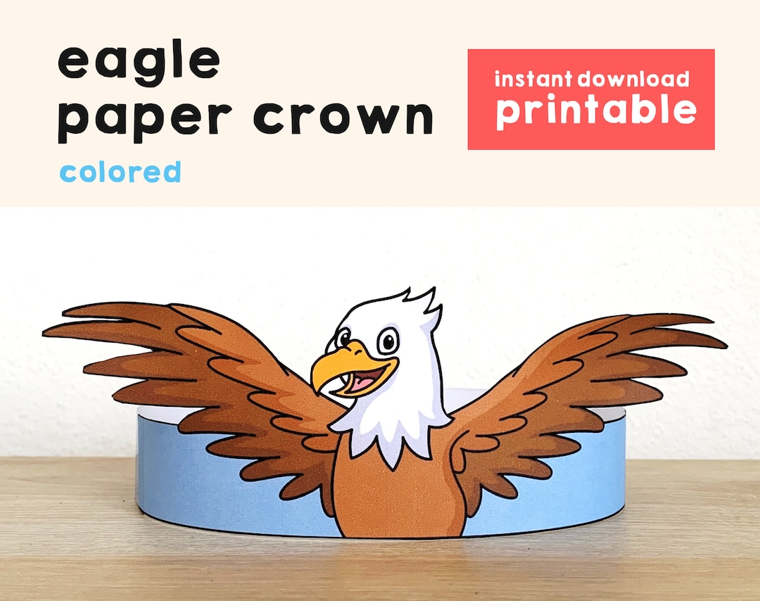 Eagle Paper Crown Party Activity Printable Kids Costume Craft America ...