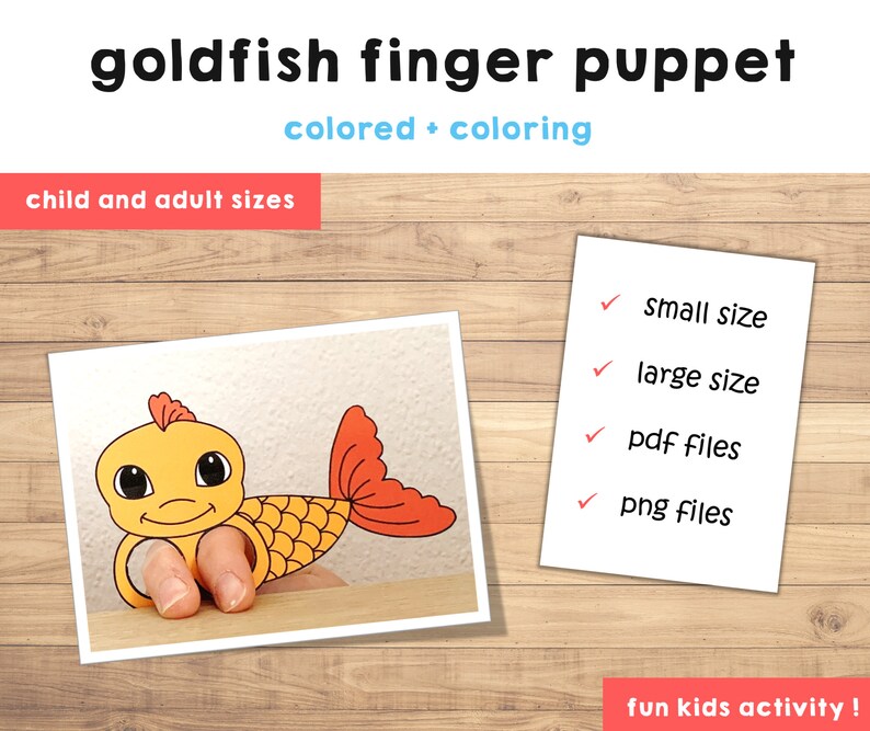 Goldfish Paper Craft Printable Pet Animal Finger Puppet | Etsy