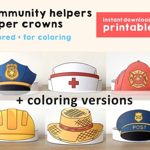 Community Helpers Paper Crowns Police Builder Farmer Nurse - Etsy Canada
