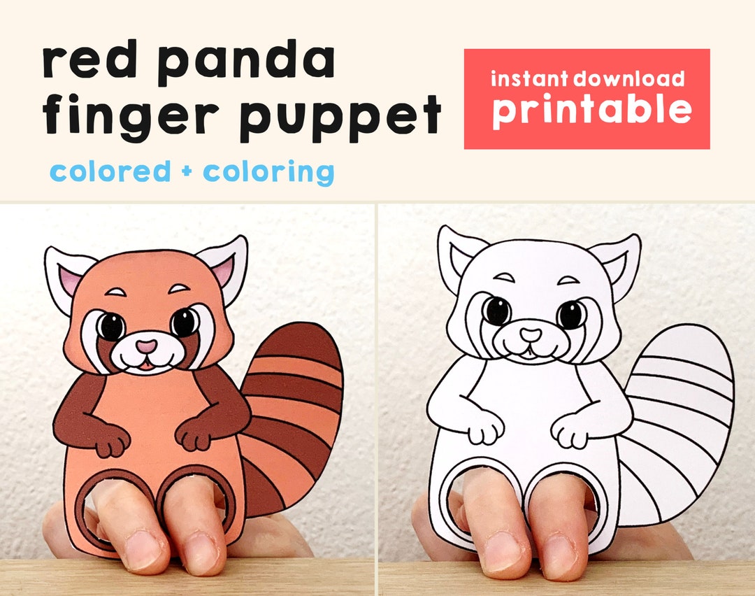 Red Panda Paper Craft Printable Asian Animal Finger Puppet Kids Craft ...