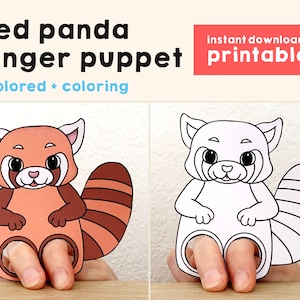 Red Panda Paper Craft Printable Asian Animal Finger Puppet Kids Craft ...