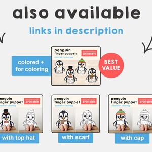 Penguin Paper Craft Printable Finger Puppet Template Kids Craft ...