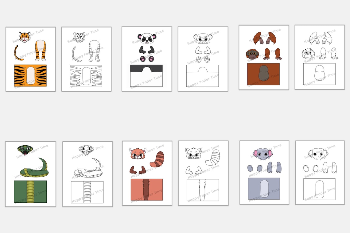Asian Animals Toilet Paper Roll Craft Safari Party Coloring - Etsy