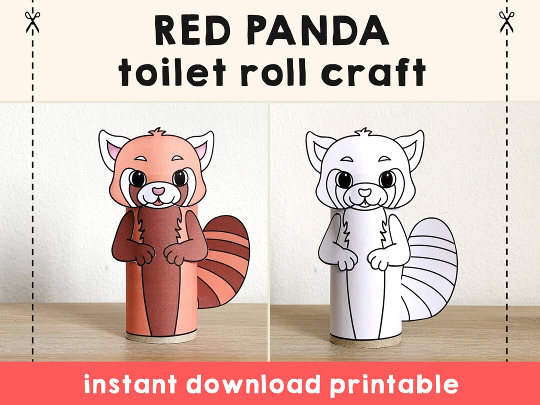 Red Panda Toilet Paper Roll Craft Asian Animal Jungle Party Coloring ...