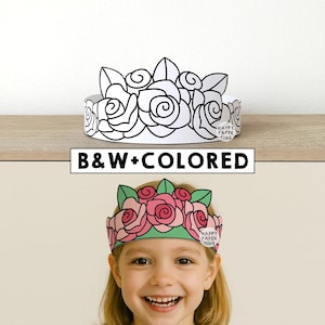 Roses Paper Crown Party Coloring Printable Kids Craft Spring Fairy ...