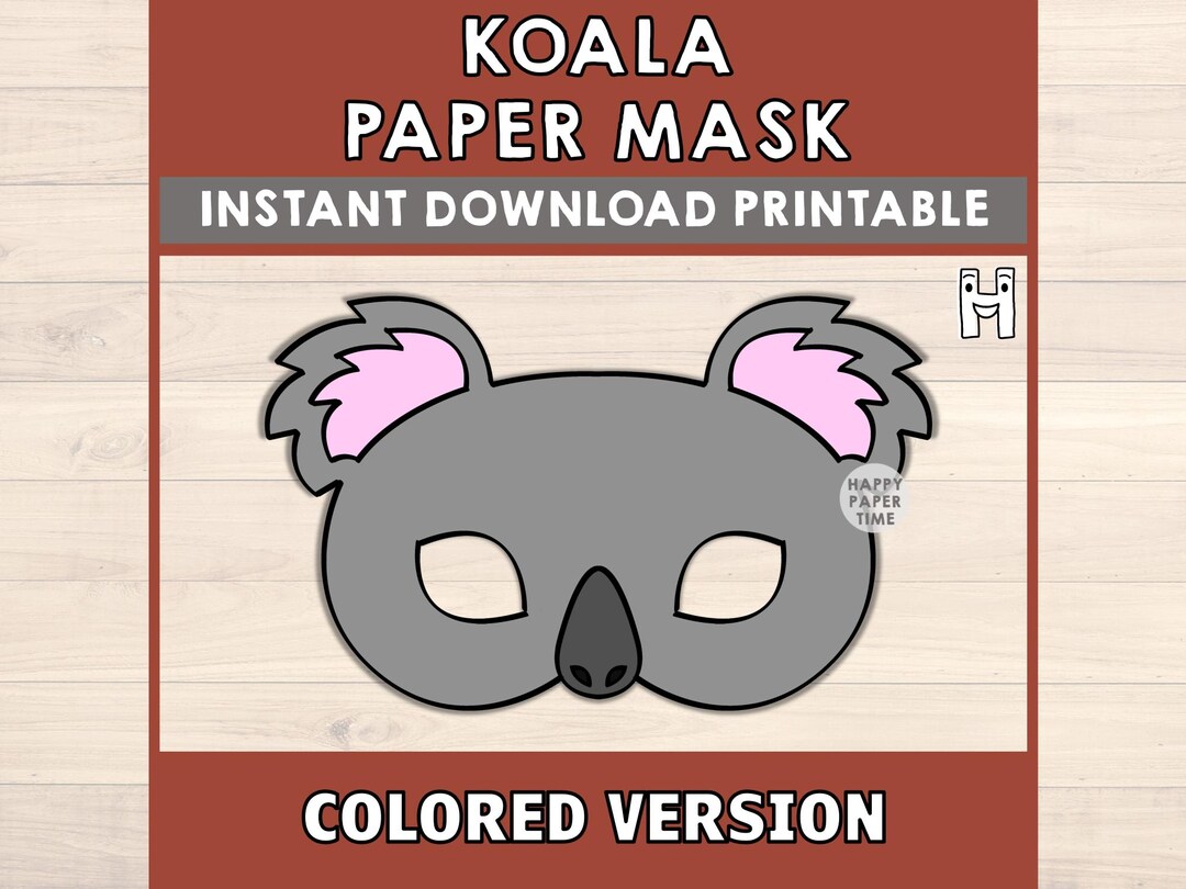 Koala Mask Printable, Koala Costume, Koala Birthday Theme Australian ...