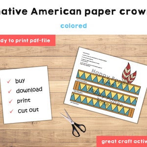 Native American Paper Headband Crown Party Coloring Printable Kids ...