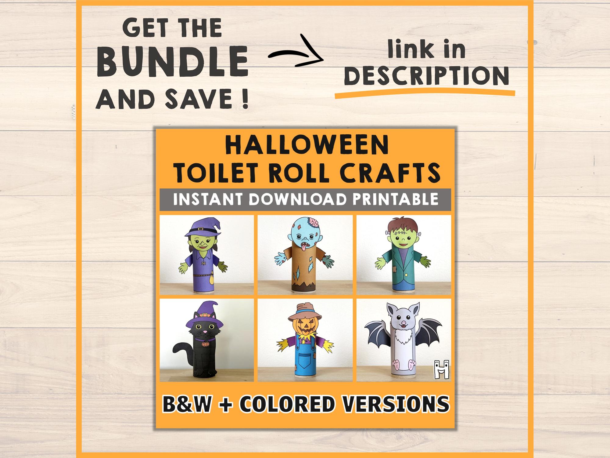 Bat Toilet Paper Roll Craft Halloween Spooky Party Coloring Printable ...