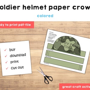 Soldier Helmet Paper Crown Headband Military Army Veteran Day Printable ...