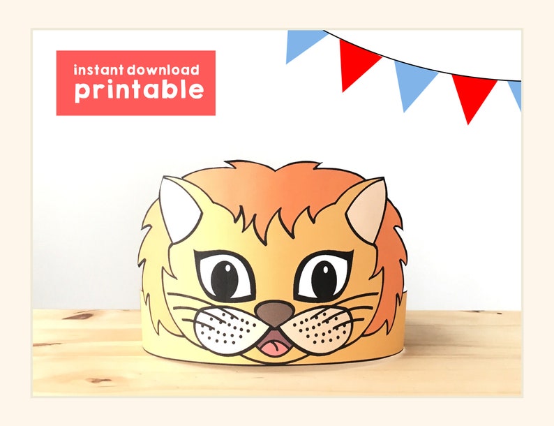Lion Paper Crown Party Printable Kids Craft Lion Birthday Gift | Etsy