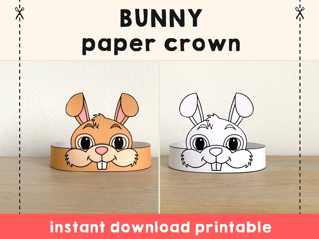 Bunny Paper Crown Headband Coloring Pet Animal Printable Kids Craft ...