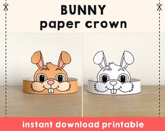 Bunny Paper Crown Headband Coloring Pet Animal Printable Kids Craft ...