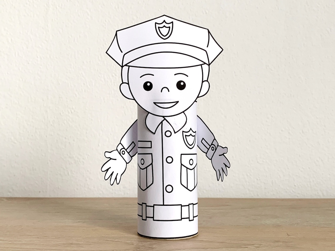 Police Officer Toilet Paper Roll Craft Policeman Party Coloring ...