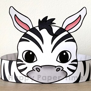 Zebra Paper Crown Party Coloring Printable Kids Craft African Birthday ...