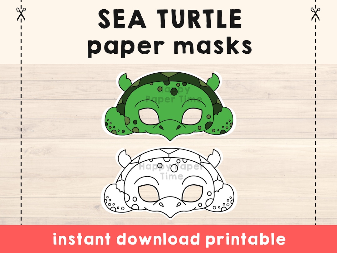 Sea Turtle Mask Template Costume Kids Diy Ocean Sea Animal Party Fun ...