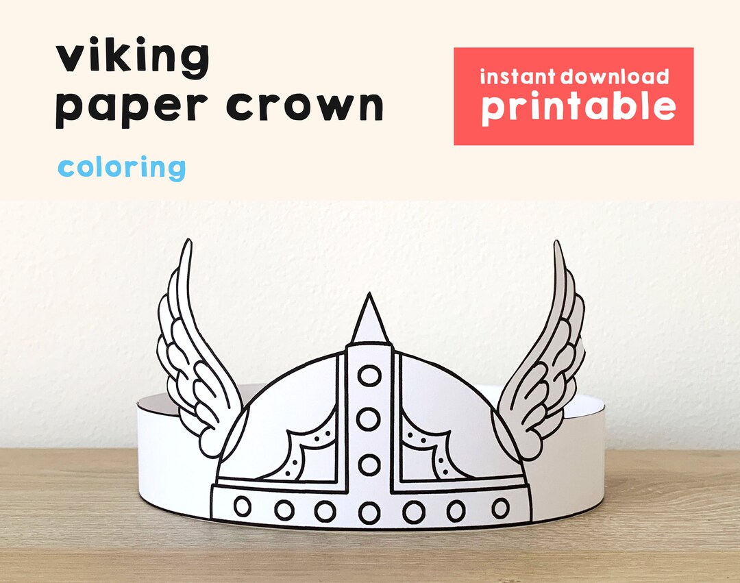 Viking Paper Crown Activity Printable Kids Craft Helmet - Etsy
