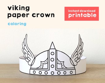 Viking Paper Crown Activity Printable Kids Craft Helmet | Etsy