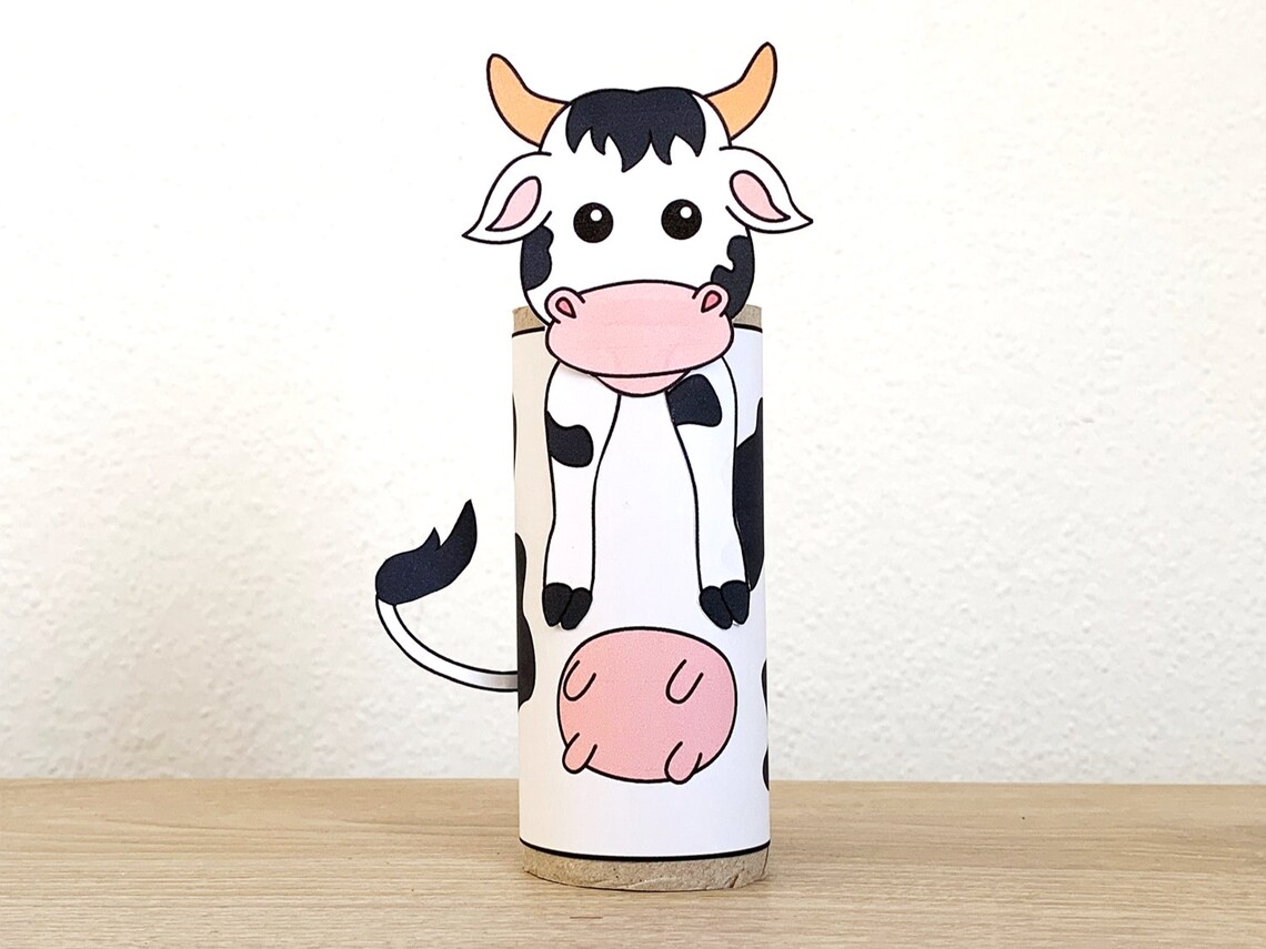 Cow Toilet Paper Roll Craft Farm Animal Party Coloring | Etsy