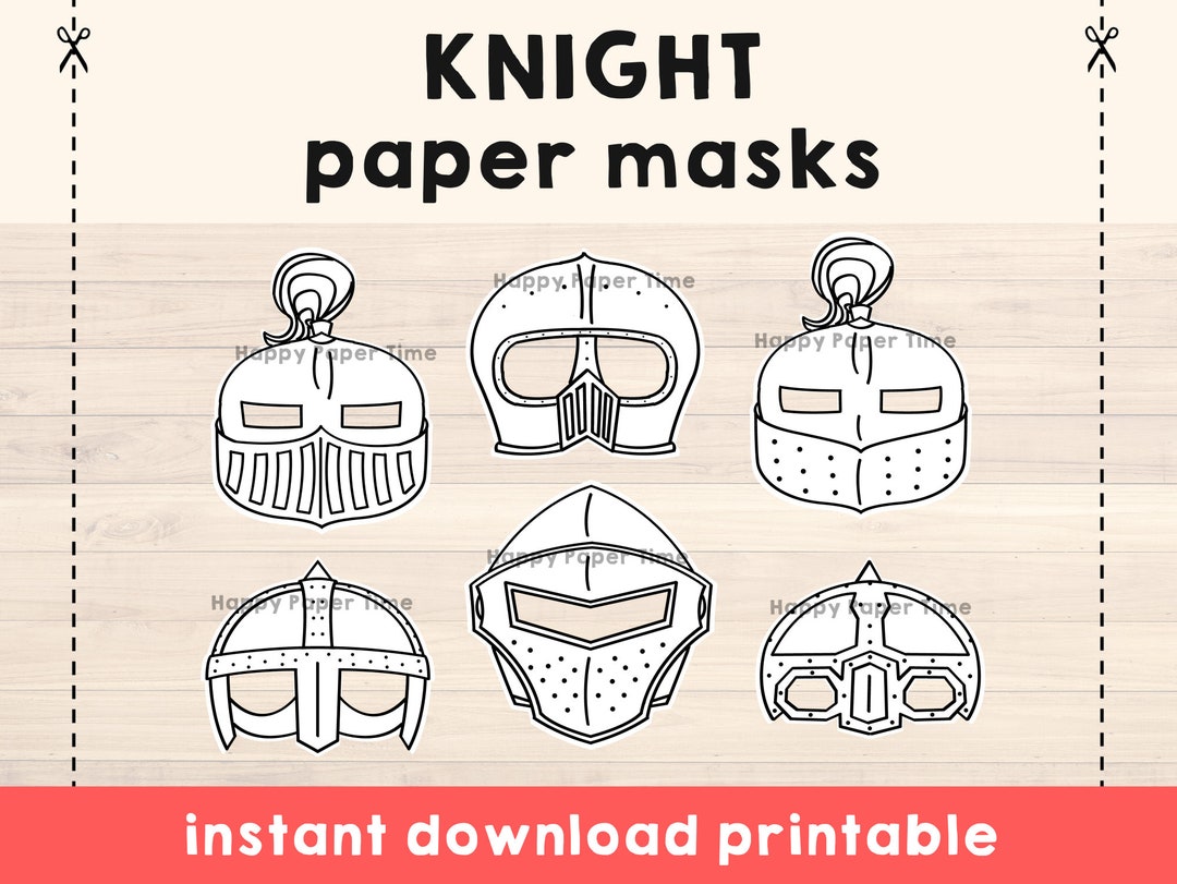 Knight Helmet Masks Kids, Knight Party Favor, Knight Party, Paper ...