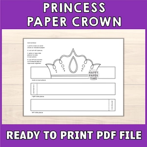 Princess Paper Crown Template Fantasy Medieval Party Headband Coloring ...