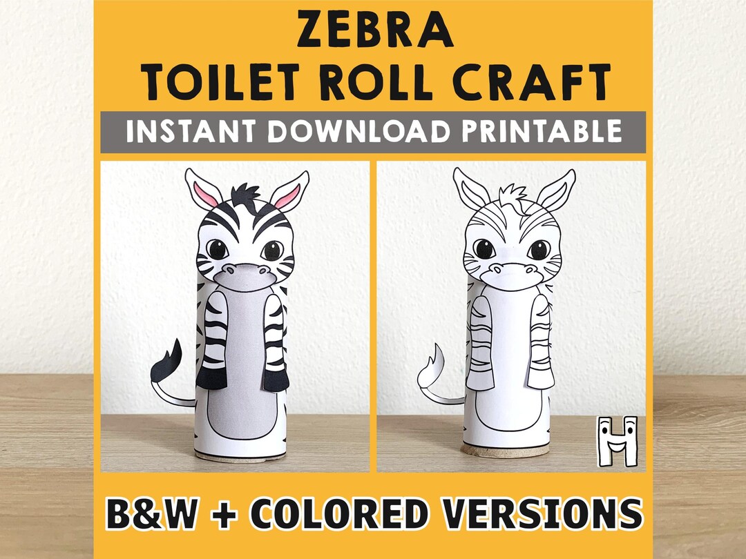 Zebra Toilet Paper Roll Craft African Animal Safari Party Coloring ...