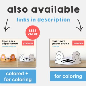 Tiger Ears Paper Crown Headband Party Coloring Printable Kids Craft ...
