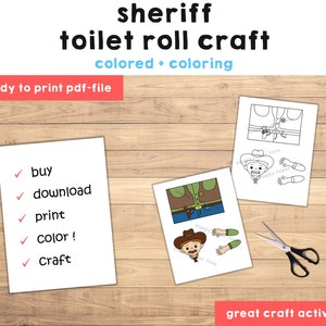 Sheriff Toilet Paper Roll Craft Wild West Party Coloring Printable ...