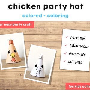 Chicken Party Hat Paper Printable Template Print Out Farm Animal Table ...
