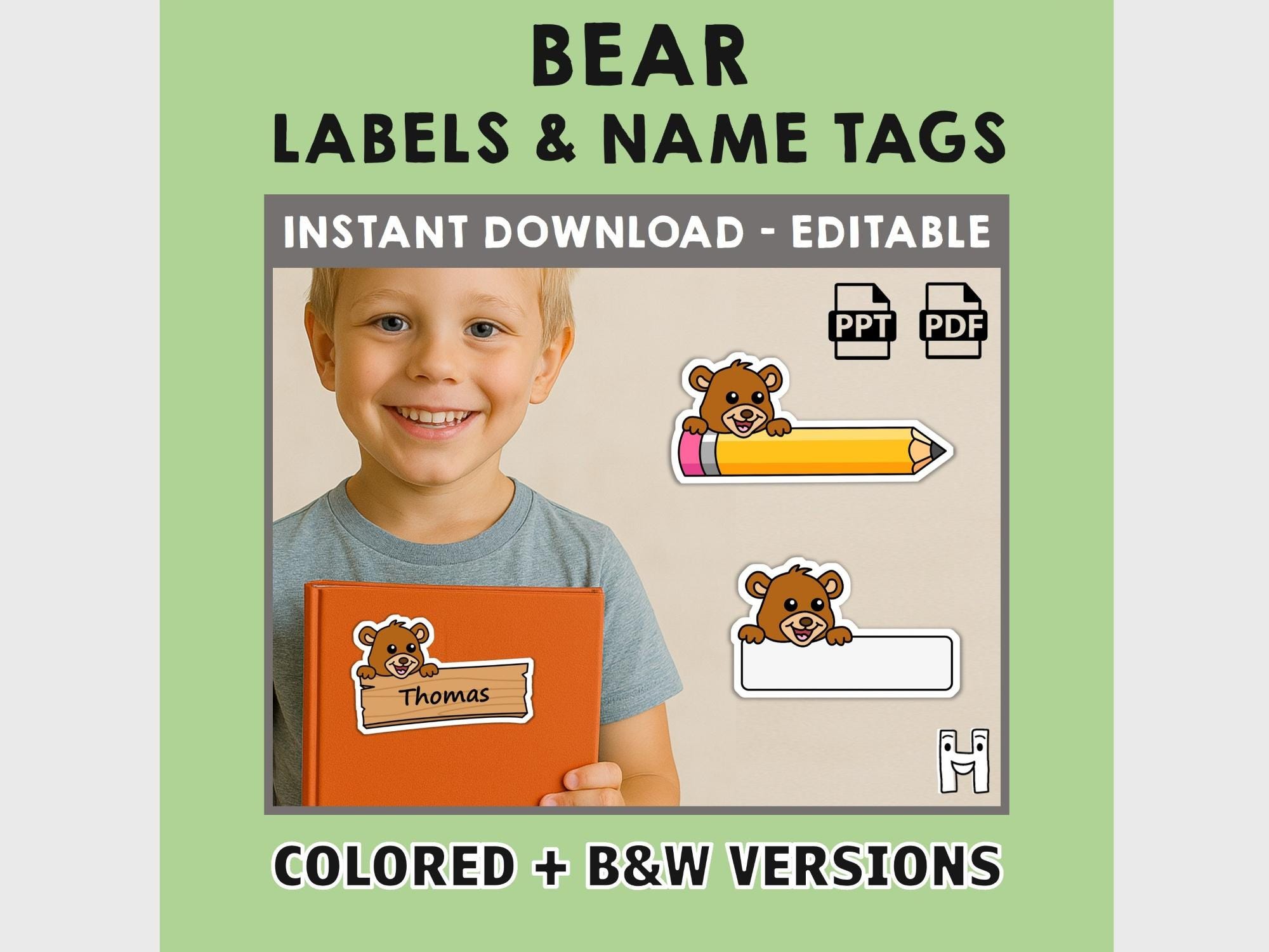 Bear Name Tags Classroom Labels Forest Animal Woodland Editable Files ...