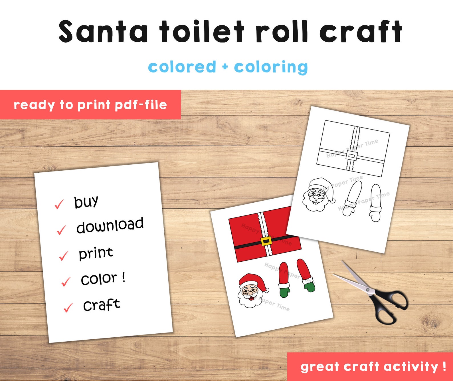 Santa Claus Toilet Paper Roll Craft Christmas Party Coloring - Etsy