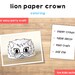 Lion Paper Crown Coloring Printable Kids Craft Lion Birthday - Etsy
