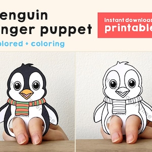 Penguin Paper Craft Printable Finger Puppet Template Kids Craft ...