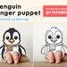 Penguin Paper Craft Printable Finger Puppet Template Kids Craft ...