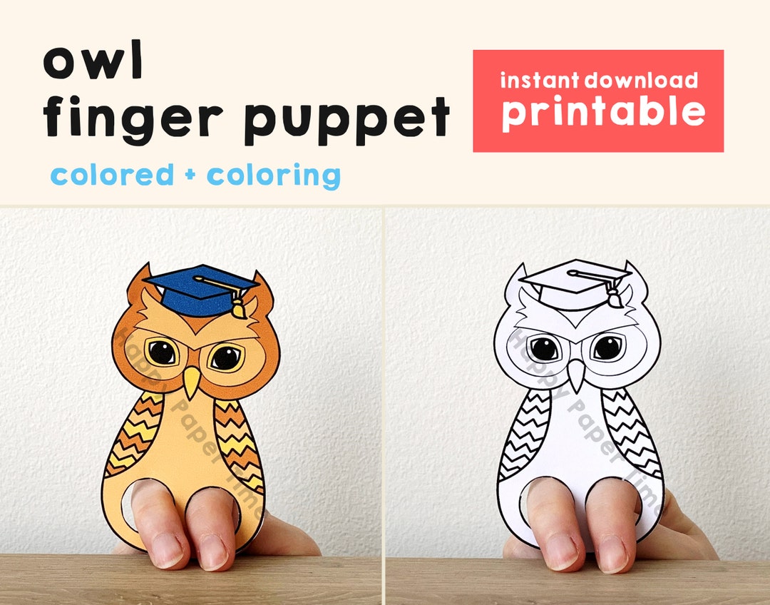 Owl Paper Craft Printable Woodland Animal Finger Puppet Kids Craft Owl ...