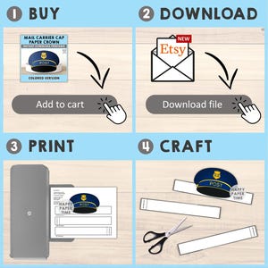 Postman Cap Hat Paper Crown Party Printable Kids Craft Community ...