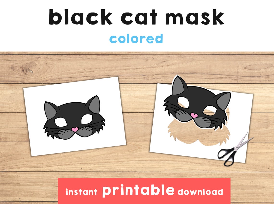 Black Cat Mask Kids Costume Black Cat Mask Diy Black Cat Mask Kids ...