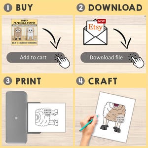 Sheep Paper Bag Puppet Printable Farm Animal Craft Activity Cut Paste ...