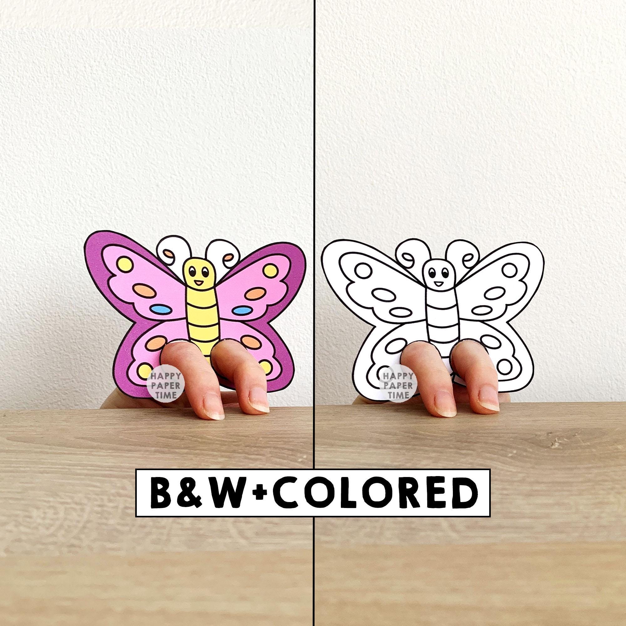 Butterfly Paper Craft Printable Finger Puppet Template Kids Activity ...