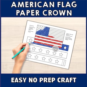 American Flag Paper Crown 4th of July Patriotic Headband Activity ...