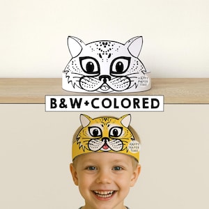 Cheetah Paper Crown Party Coloring Printable Kids Craft Safari Birthday ...