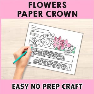 Flower Paper Crown Party Coloring Printable Kids Craft Spring Fairy ...