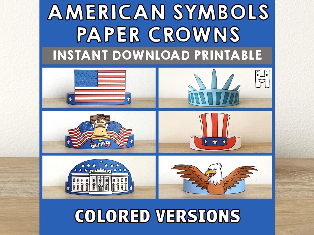 American Symbols Paper Crowns Flag 4th of July Patriotic Printable DIY ...