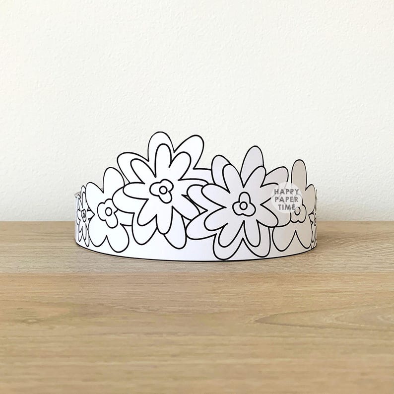 Flower Paper Crown Party Coloring Printable Kids Craft Spring Fairy ...