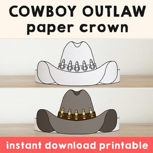 Cowboy Hat Paper Crown Party Coloring Printable Kids Craft Wild West ...