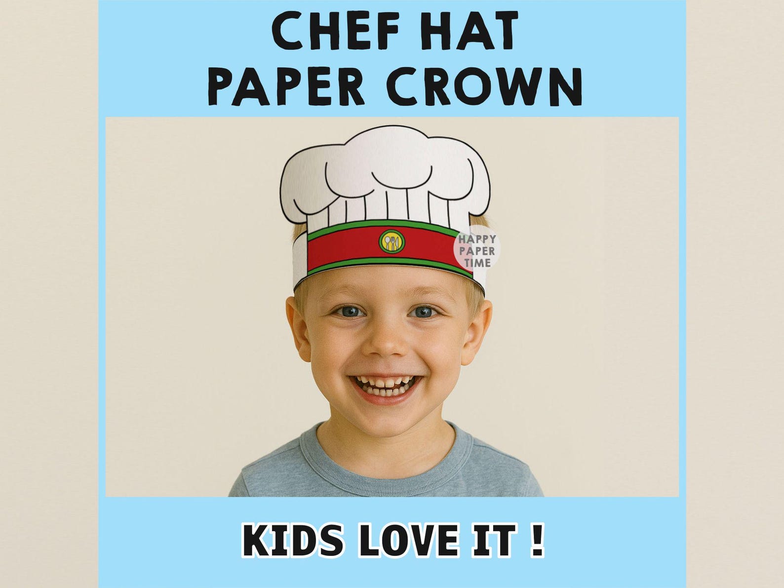 Chef Hat Cook Paper Crown Restaurant Party Printable Kids Craft ...