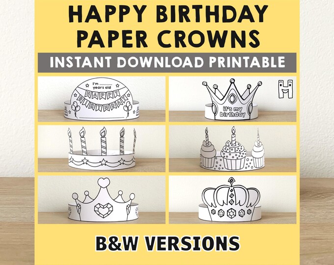 Printable Birthday Number Paper Crown 5th Birthday Decoration Coloring ...